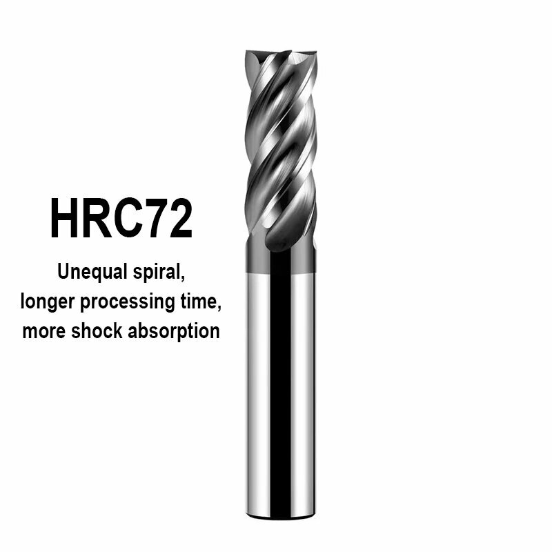 HRC70 1 2 4 5 6 8 10 12 4 флейты твердосплавная концевая фреза для резки вольфрамовой стали с ЧПУ, инструмент для обработки металлической стали, фреза HRC72, 3x8x4x50