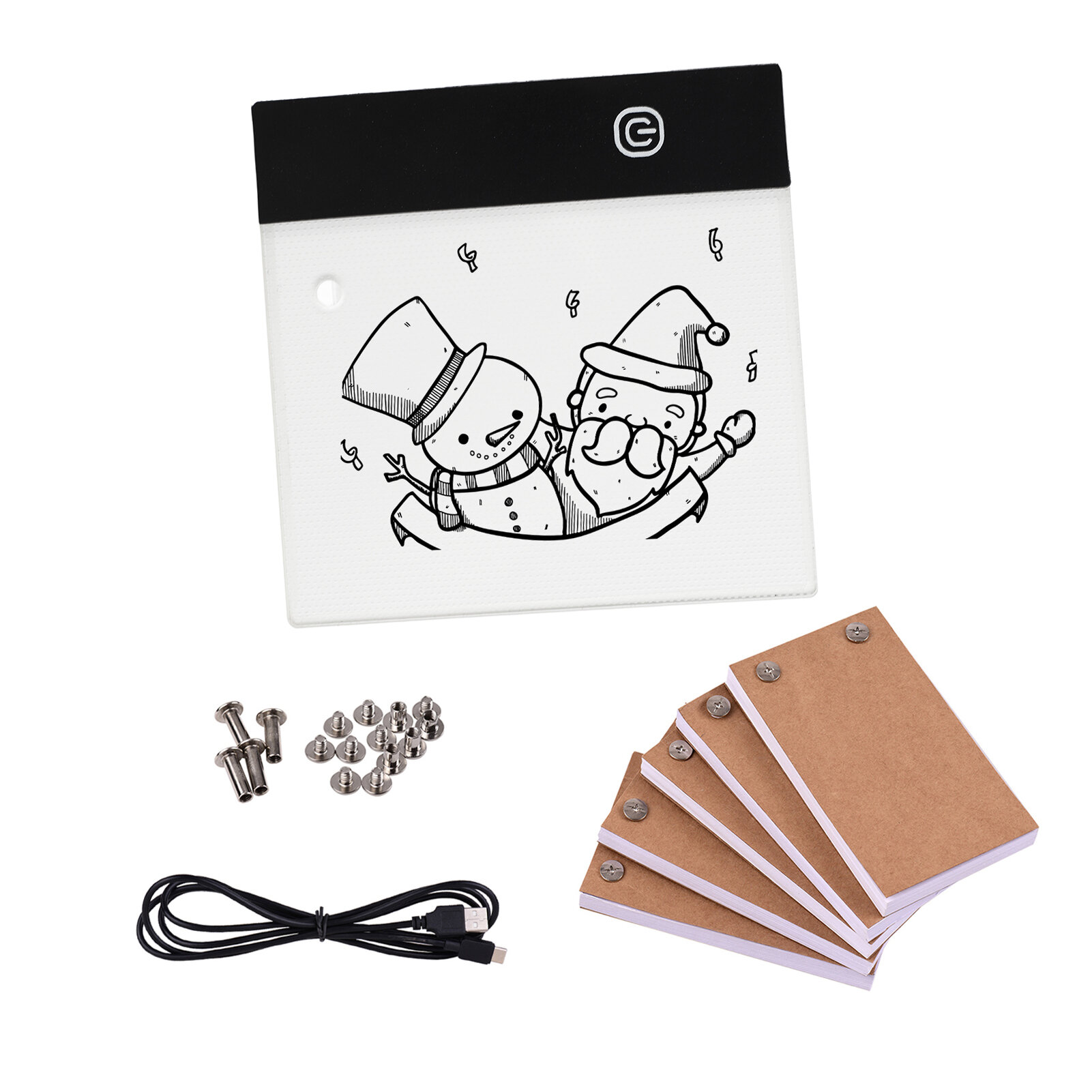 Флип -книжный комплект с мини -светодиодным светодиодным отверстием. Дизайн отверстия 3 уровня яркости 300 листов анимационная бумага Переплетки для переплета для рисования.