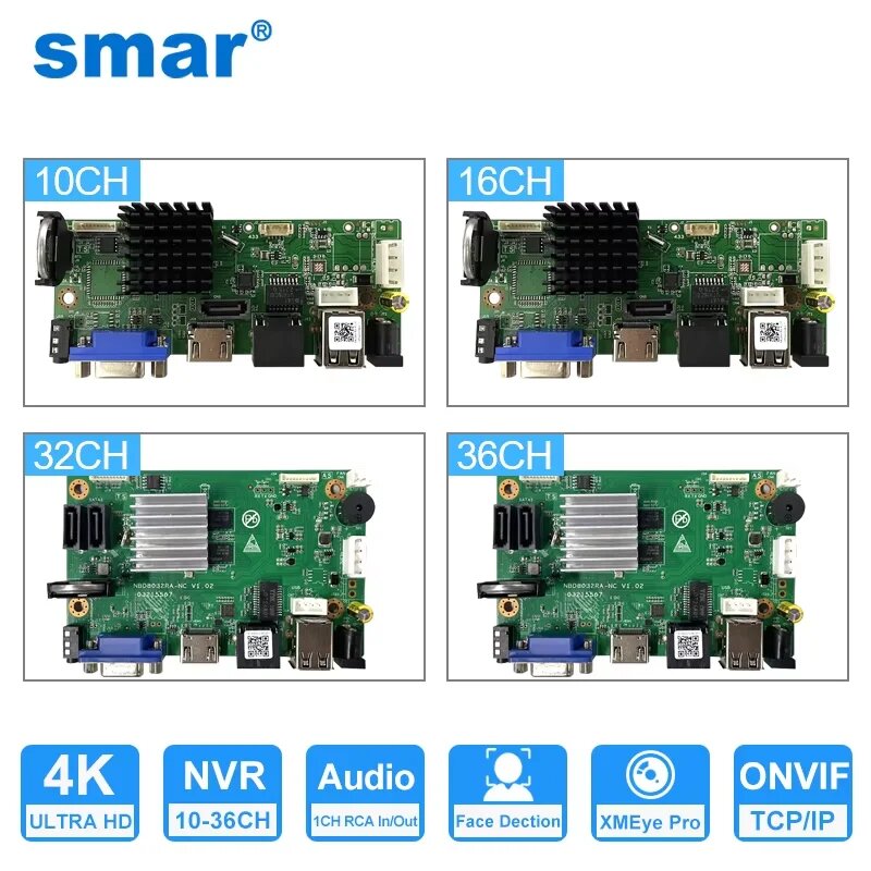 Smar CCTV 9CH/10CH/16CH/32CH 4K NVR Видеорегистратор 32 каналов