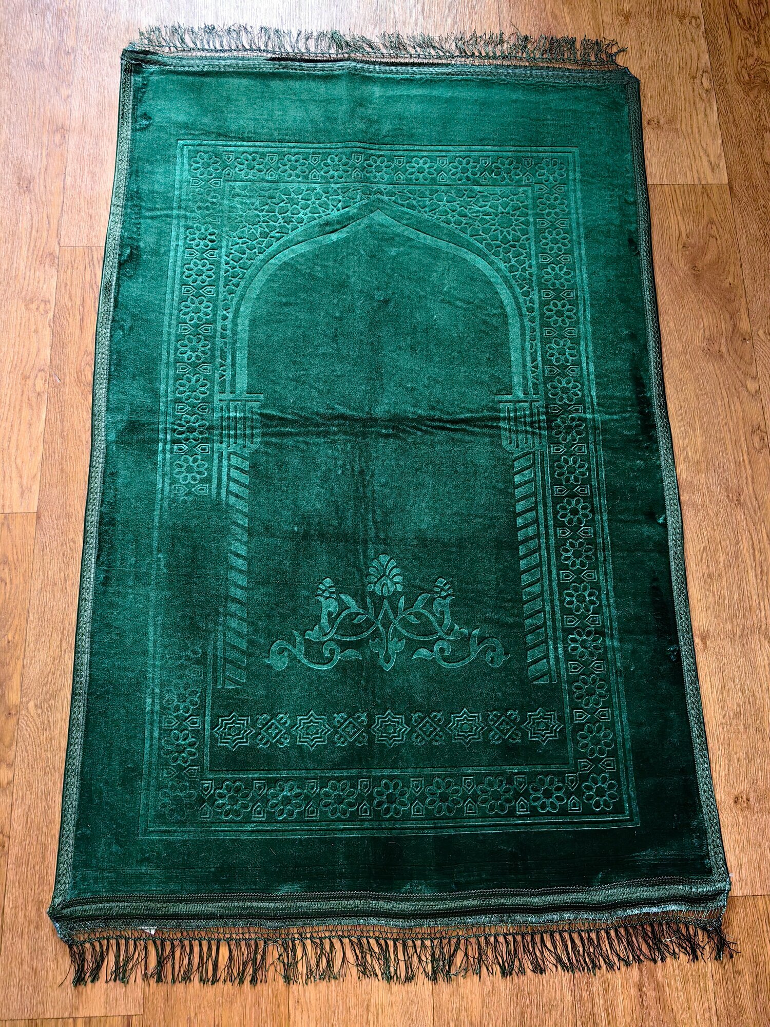 Намазлык - молитвенный коврик 120*80 зеленый . Традиционные арабские узоры ", хлопок , 0.8 x1.2 м
