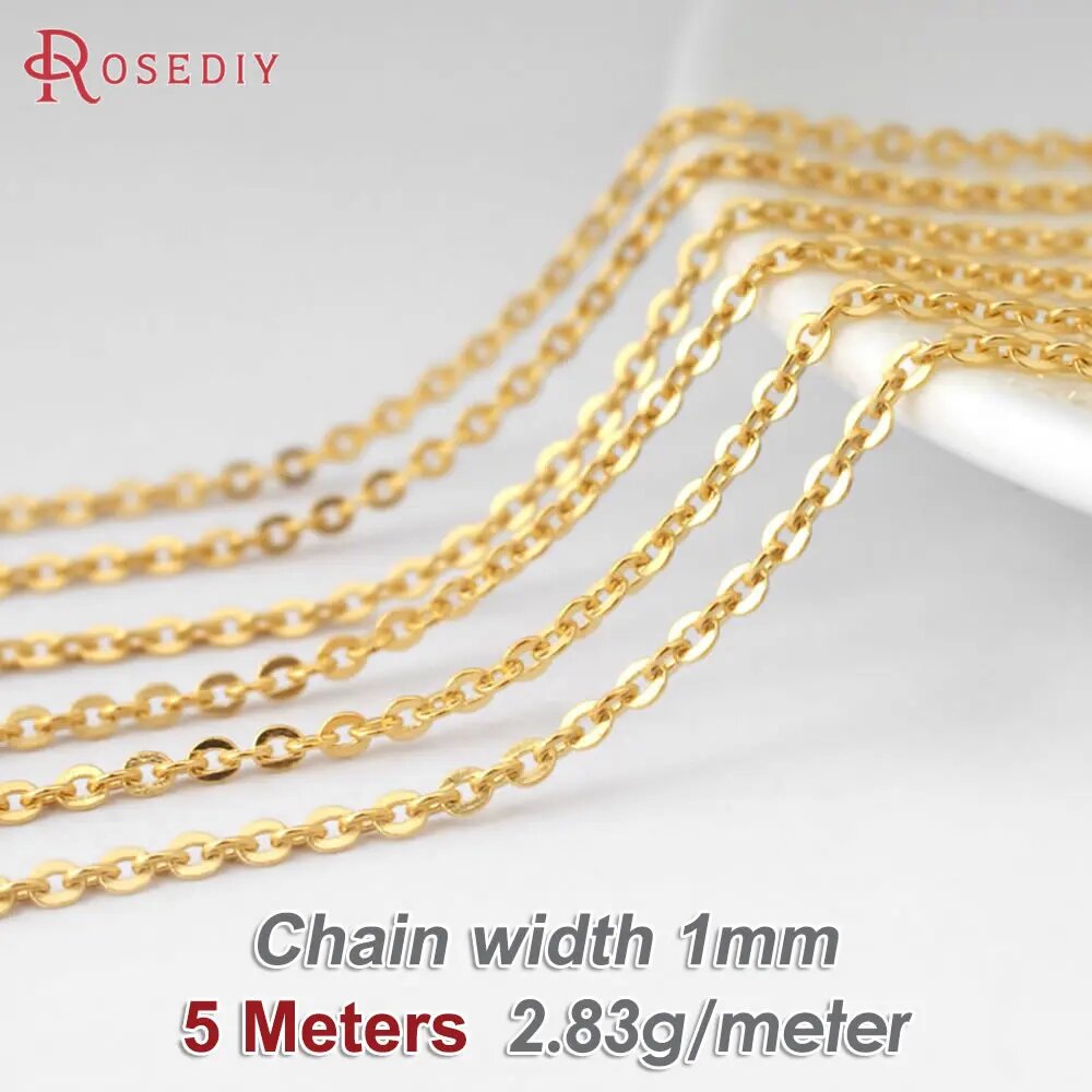 Цепочка Rosediy 1 мм, 5 метров, Золотистый цвет