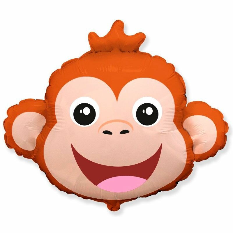 Шар фольгированный Flexmetal Обезьянка голова, для детей от 3 лет, для гелия/воздуха