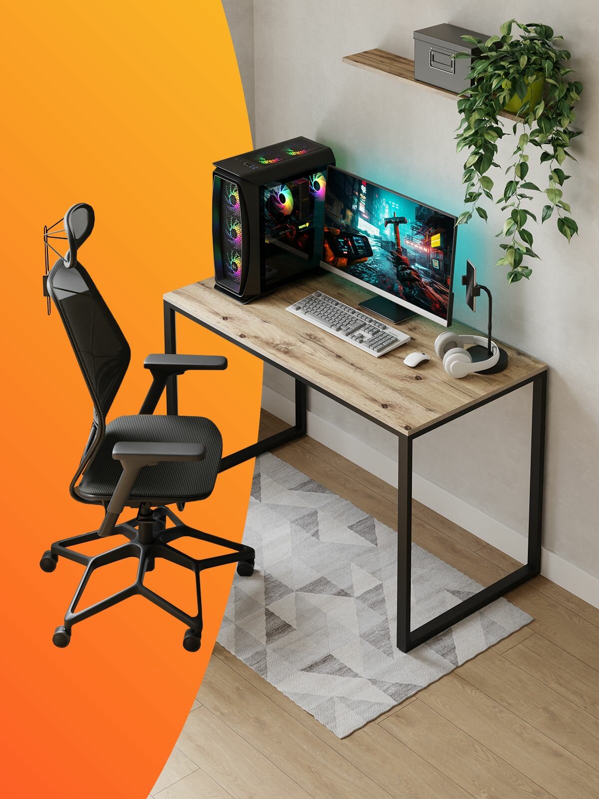 Стол компьютерный, письменный, игровой, кухонный, лофт, 110х60х75 см (ШхГхВ)