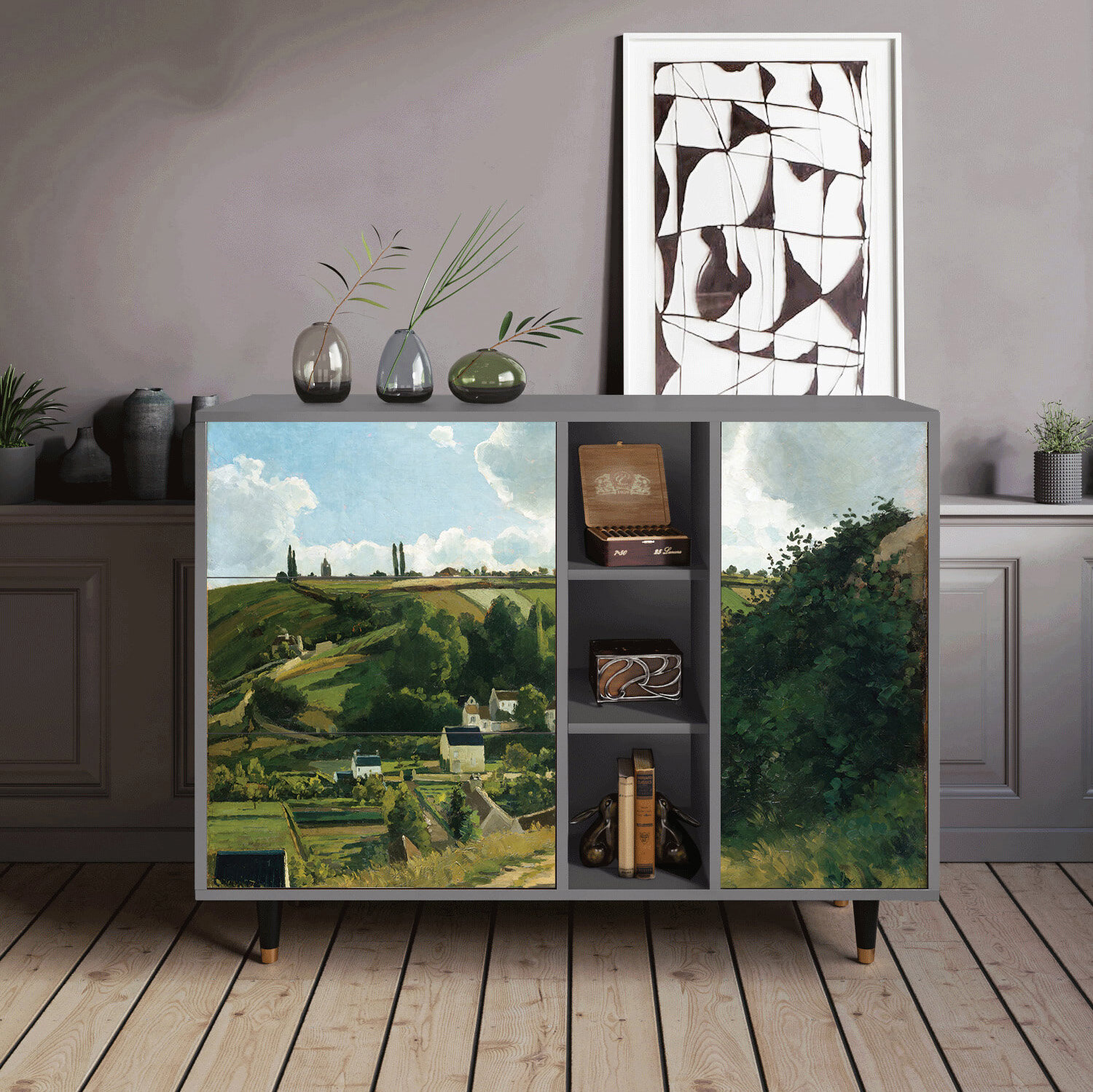 Комод - STORYZ - BS2 Jalais Hill by Camille Pissarro, Разер - 125 x 97 x 48 см , Цвет корпуса - Серый