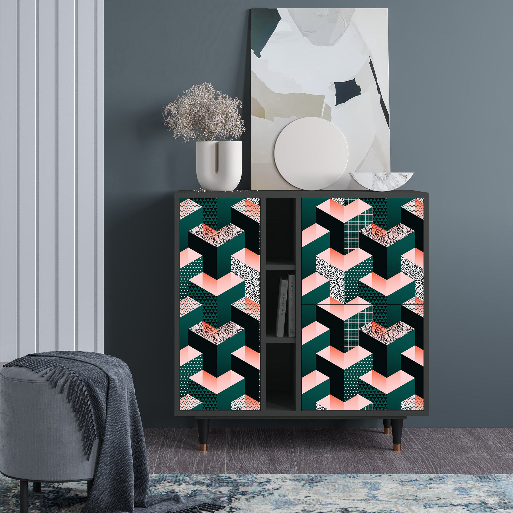 Комод - STORYZ - BS5 Geometric Madness, Размер - 94 x 96 x 41 см, Цвет корпуса - , Антрацит