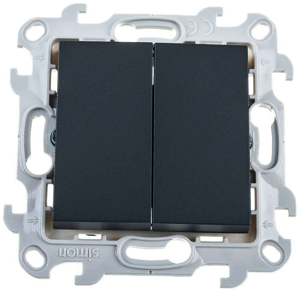 Переключатель Simon 24 2410397-038, двухклавишный, скрытый монтаж, графит