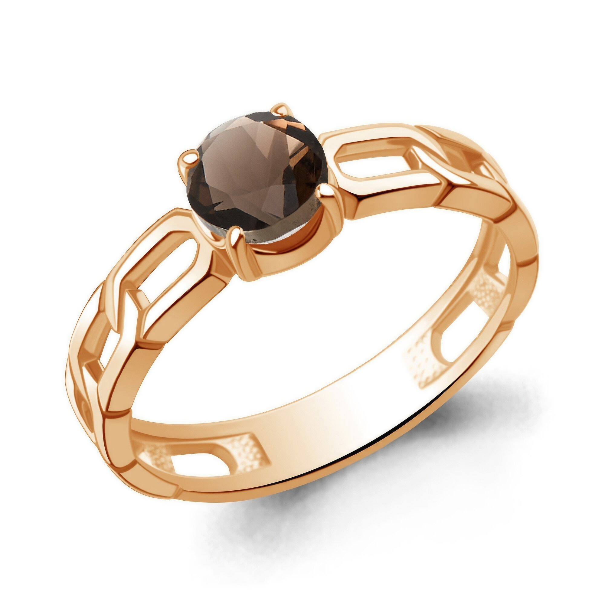 Кольцо, серебро, 925 проба, золочение, кварц