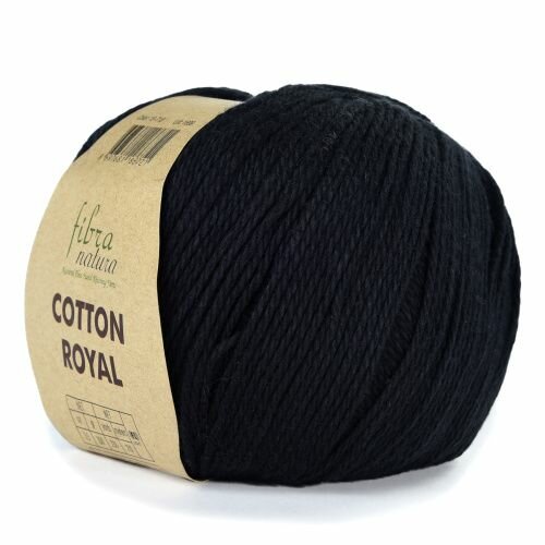Пряжа Fibra Natura Cotton Royal 18-718 чёрный (100г/210м, упаковка 5 мотков)