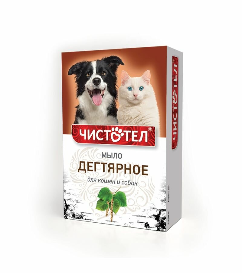 Чистотел Мыло дегтярное универсальное для кошек и собак, 80 г