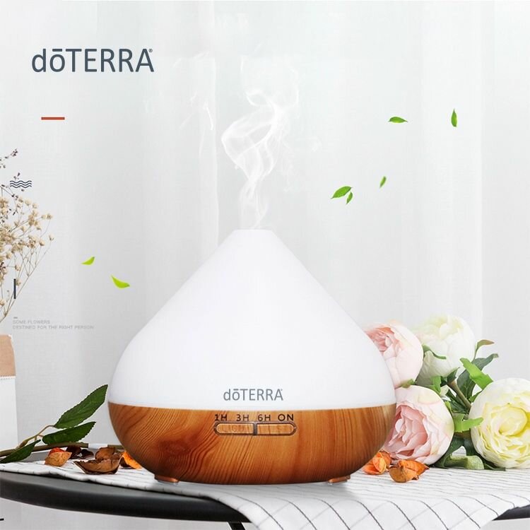 Аромадиффузор доTERRA J424, ультразвуковой, 300 мл, белый/коричневый