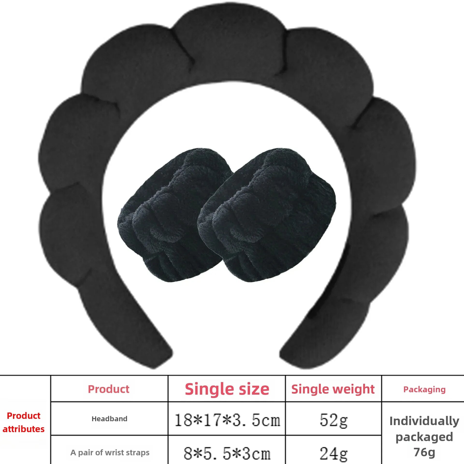 Повязка для умывания Amazon, женская, черная