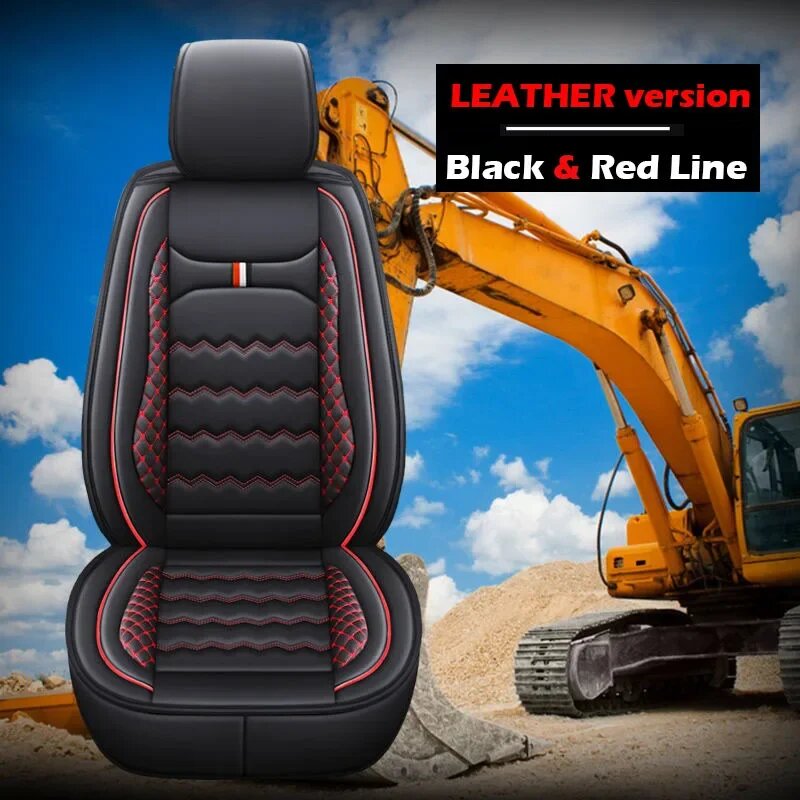 Автомобильный экскаватор, чехол на сиденье, подушка из ледяного шелка и кожи, Black-leather