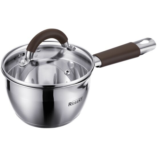 Ковш Regent Inox Linea Truffle со стеклянной крышкой, 1.1 л, 14x8,5 см (67-0114)