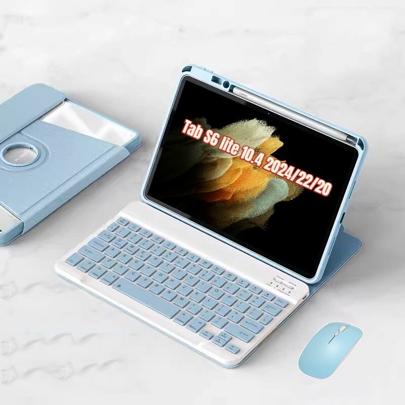 Вращающийся на 360 чехол-клавиатура для Samsung Tab S6 Lite 10.4 дюйма 2024 2022 2020 (SM-P613, P625, P620, P613, P619, P610, P615, P617) с мышью русская раскладка