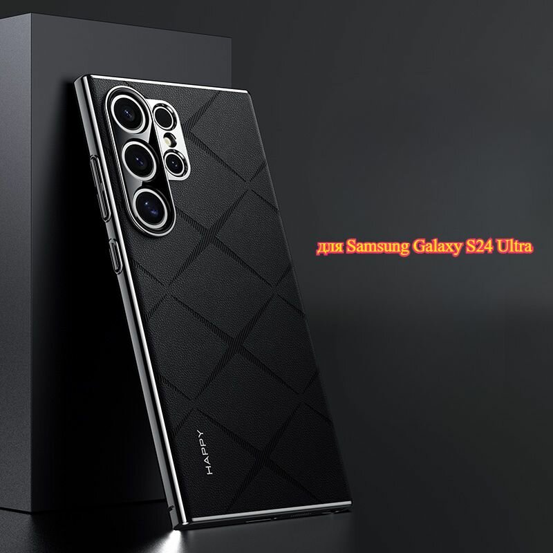 Стильный чехол MyPads для Samsung Galaxy S24 Ultra из веганской кожи с защитой линз и металлическими кнопками