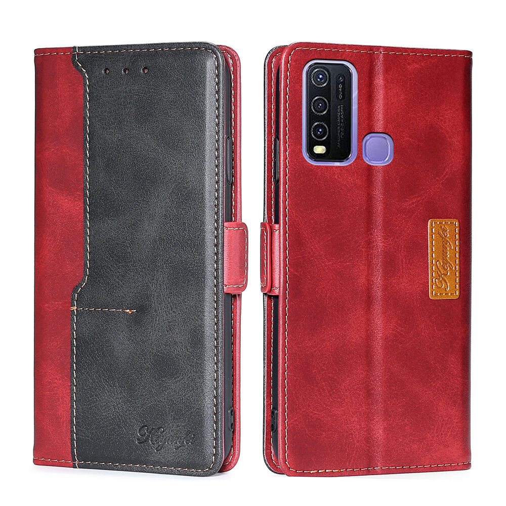 Чехол-книжка MyPads для Vivo Y50 / Y30 / Виво Y30/Y50, смешать два цвета (черный + красный)