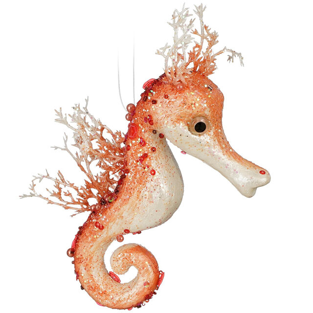 Елочная игрушка Морской Конек Кораллового Рифа - La Vie Marine 17 см коралловая, подвеска, Edelman, 1151763-1