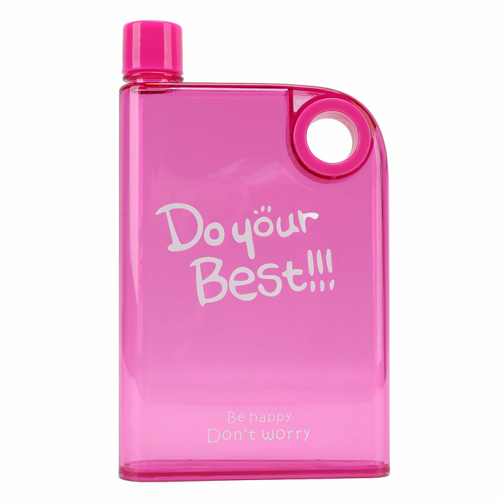 Тонкая плоская бутылка для воды, 420 мл, с крышкой, портативная, дорожная, пластиковая, розового цвета