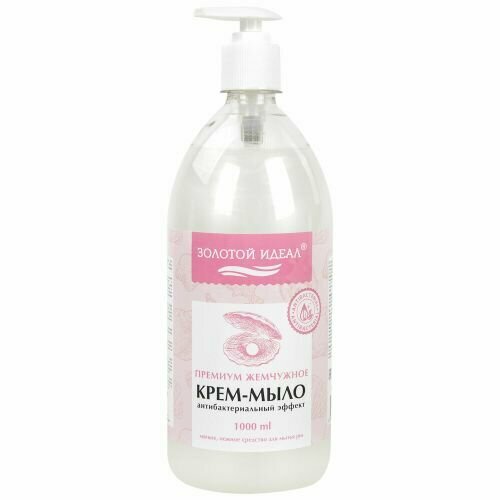 Жидкое мыло-крем Золотой Идеал Премиум жемчужное, антибактериальное, 1 л