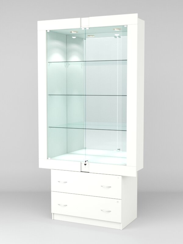 Витрина "электра" №2-2 (задняя стенка - зеркало), Белый. Производитель товара - компания Westcom.