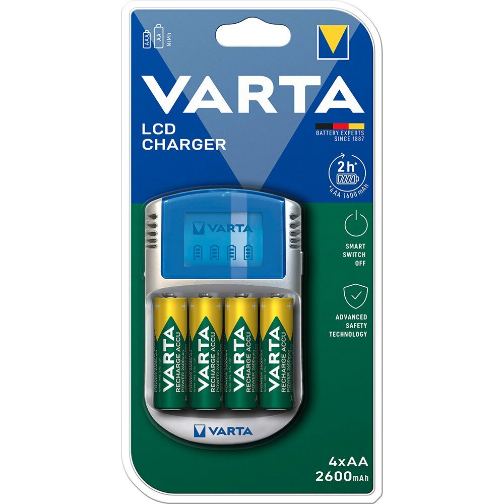 Зарядное устройство VARTA Power LCD Charger для 2/4 пальчиковых или мизинчиковых аккумуляторов AAA, AA + 4AA*2600mAh в комплекте, автомат
