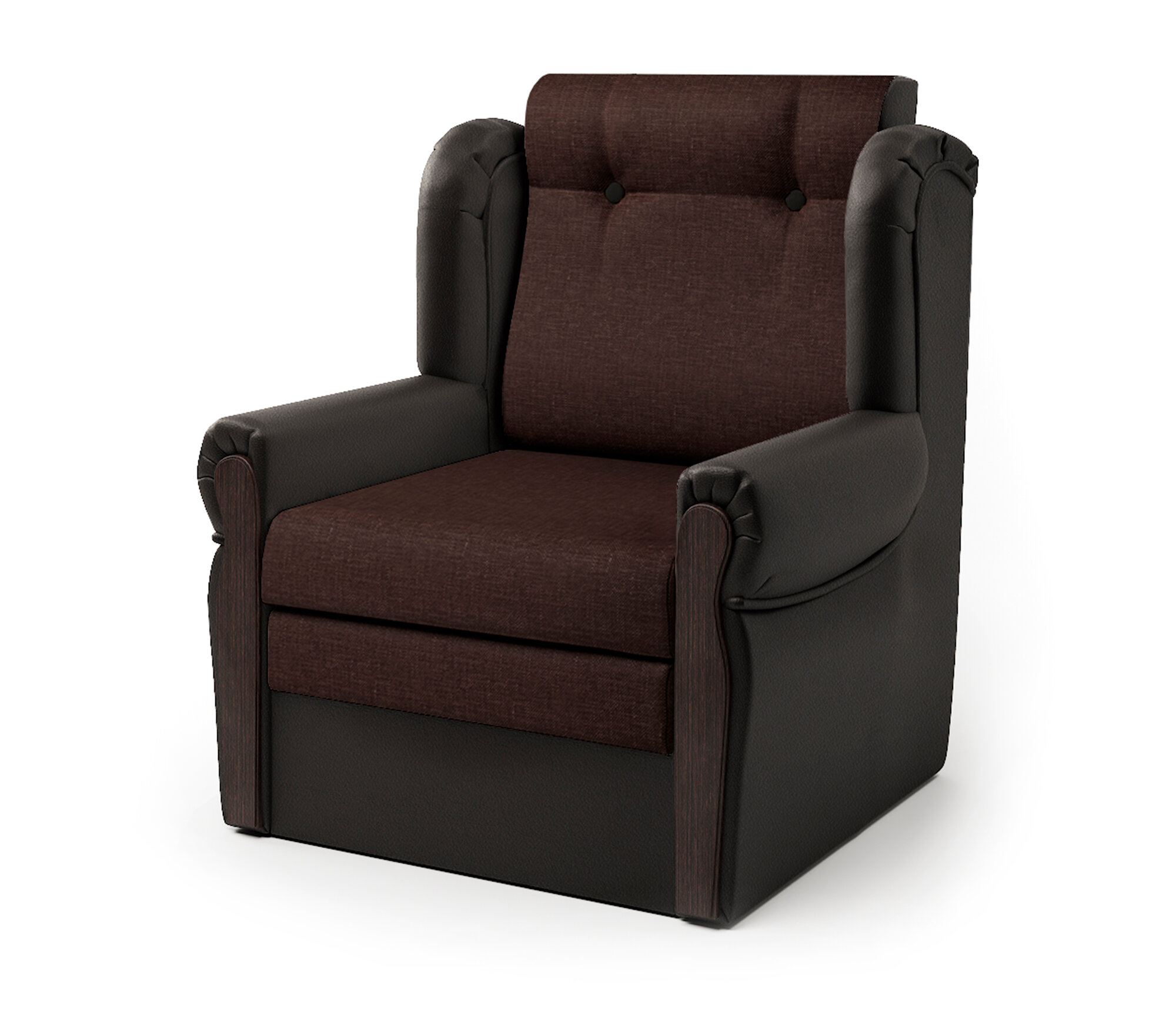 Кресло-кровать Шарм-Дизайн Классика М раскладное кресло в гостиную, с ящиком для белья, 62х190 см, шоколад и рогожка