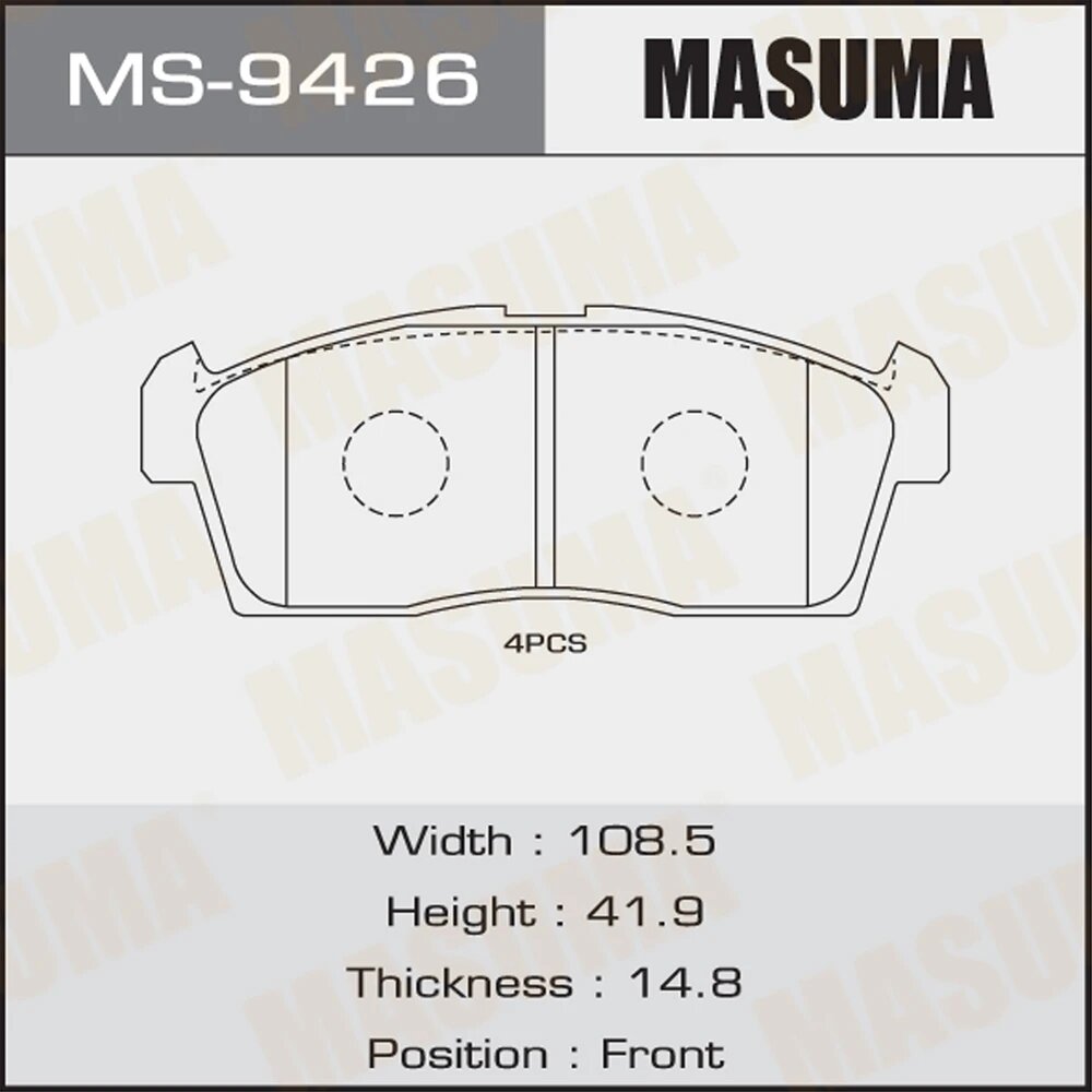 Колодки тормозные дисковые передние Masuma MS-9426