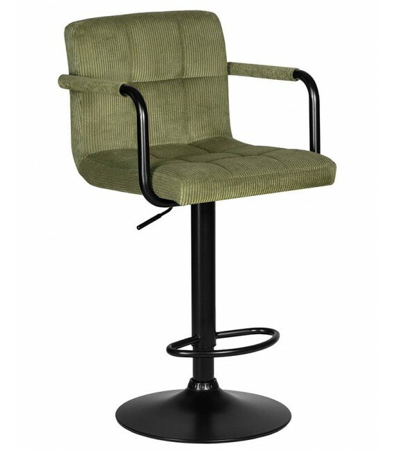 Стул барный DOBRIN KRUGER ARM BLACK LM-5011_blackbase, вельвет зеленый