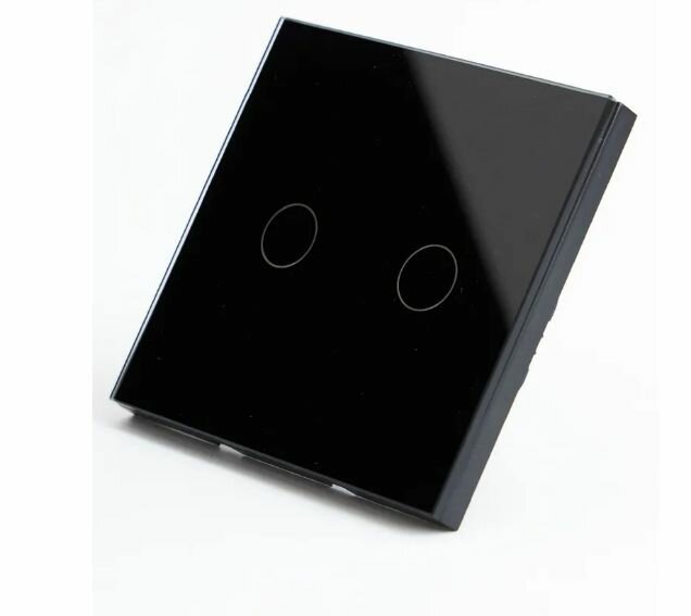 Умный сенсорный WiFi выключатель, черный, умный дом, работает с Яндекс Алисой, голосовое управление, двухклавишный