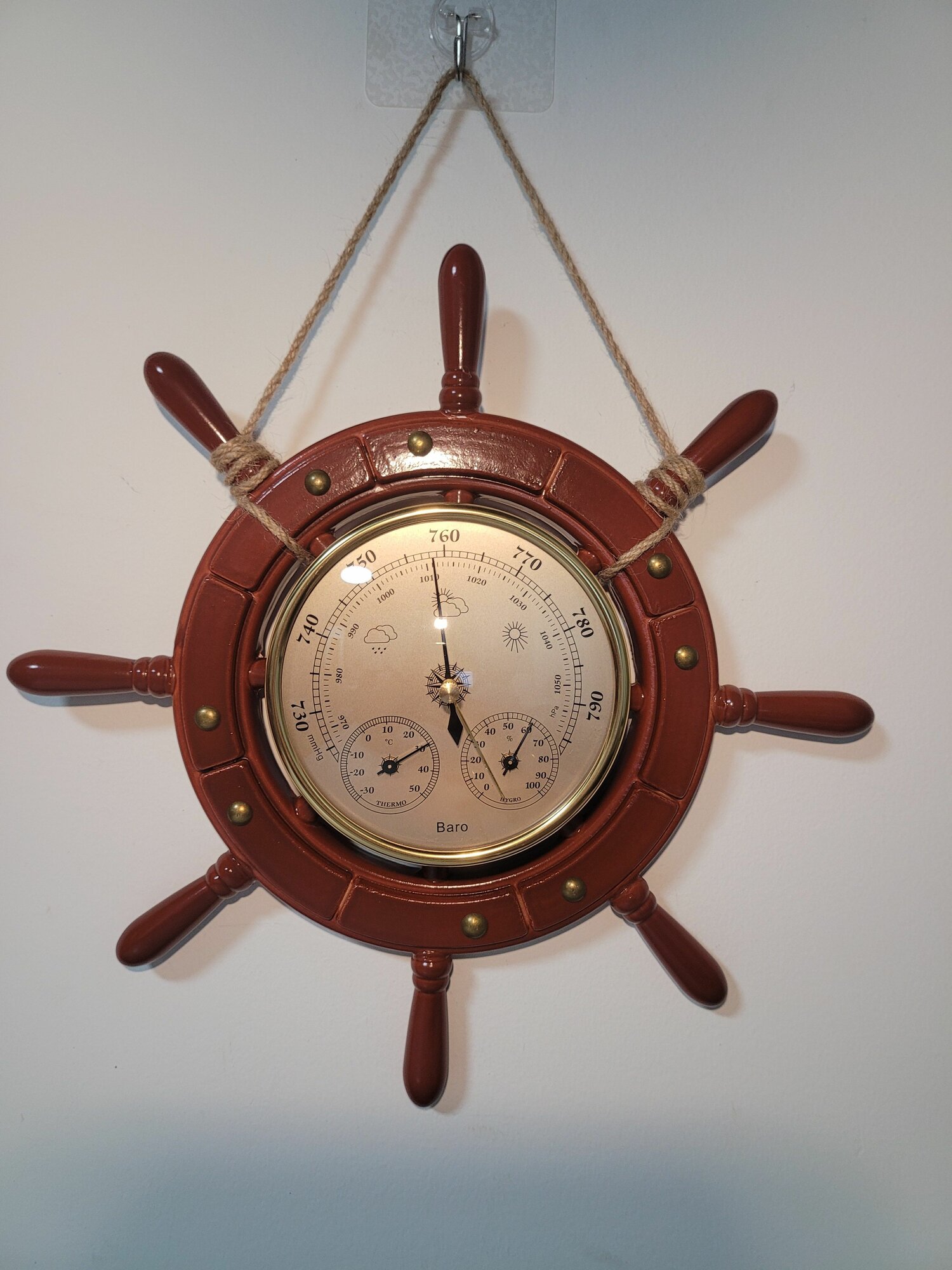 Механический настенный бытовой барометр-анероид со шкалой температуры и влажности для рыбалки, охоты/домашней метеостанции с термометром, гигрометром барометрическим давлением