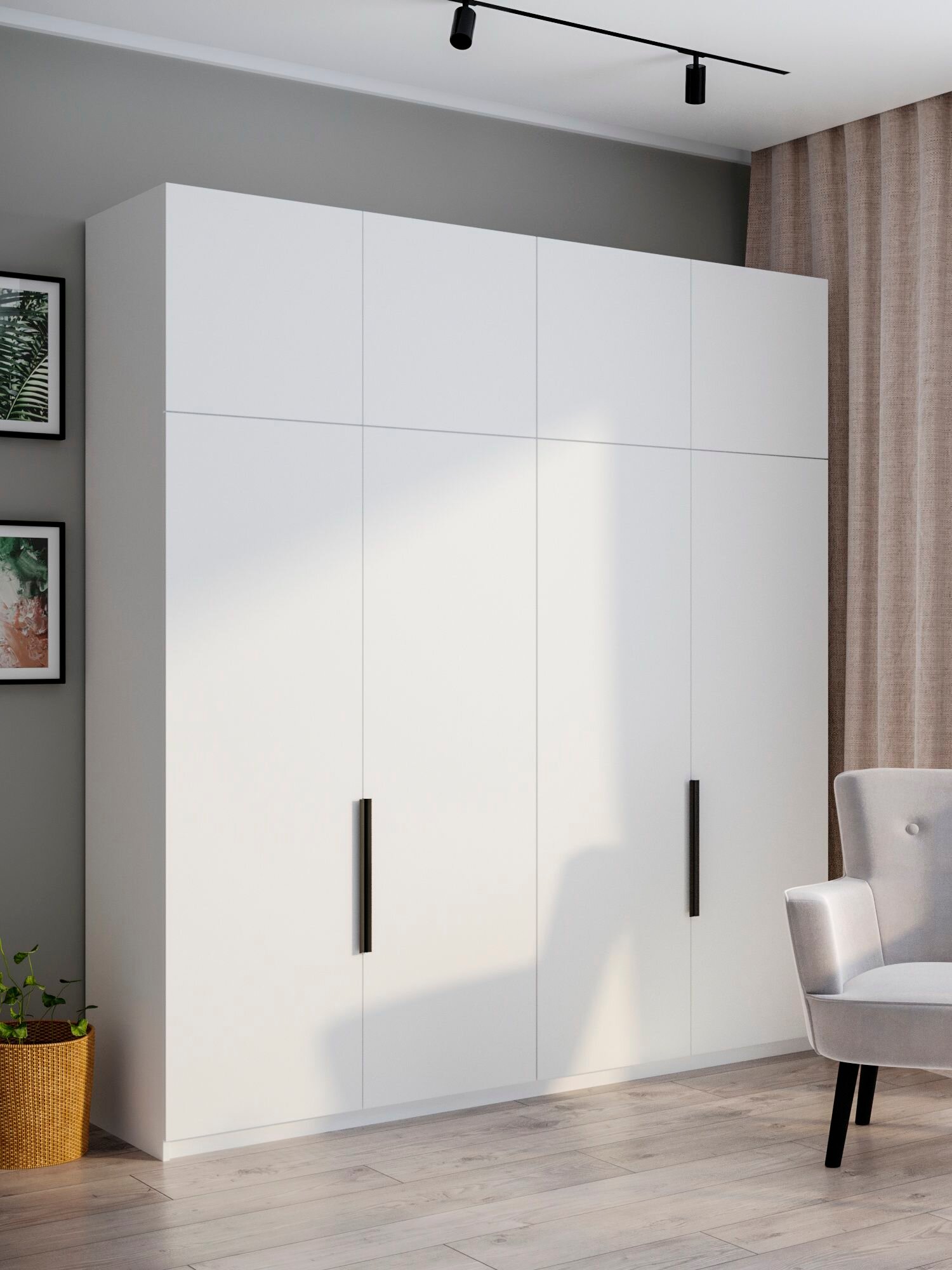 Шкаф белый Фьорд 1, 160х60х260, белый гладкий, FRESH мебель