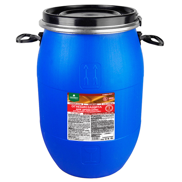 Огнебиозащита для Древесины Prosept Огнебио Prof 1 65л 1-я Группа Защиты, Комплексная, Бесцветный, Красный / Просепт Огнебио Проф 1.