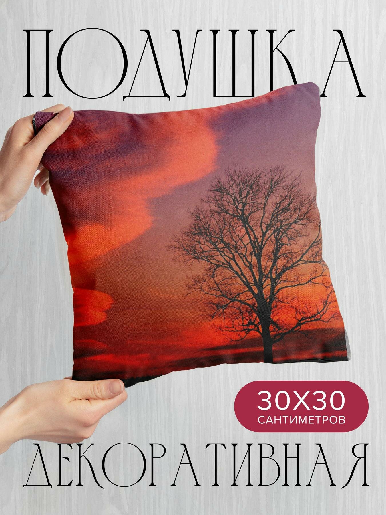 Подушка декоративная, 30x30см / Природа / kentucky / вечер