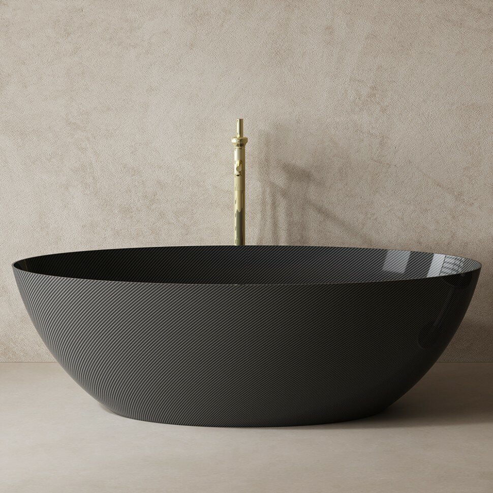 Ванна Abber "Karbon", карбон, отдельно стоящая, овальная, черная, 180х85х52 см