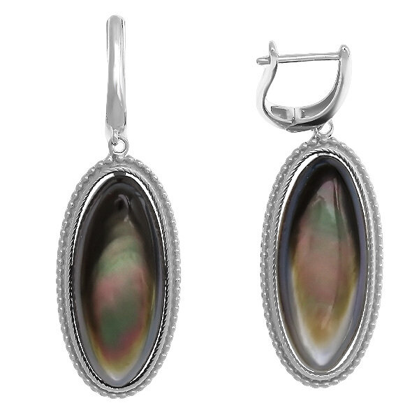 Серьги, серебро, 925 проба, родирование, перламутр