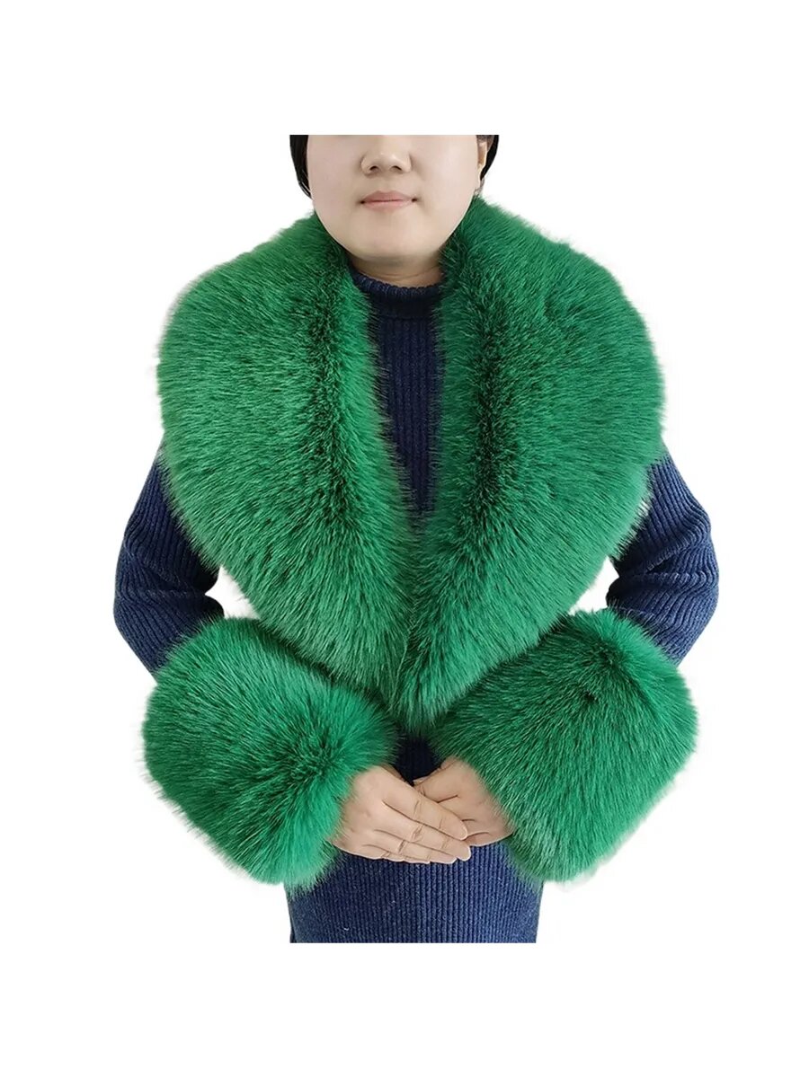 Зимний теплый меховой воротник из искусственного меха, манжеты