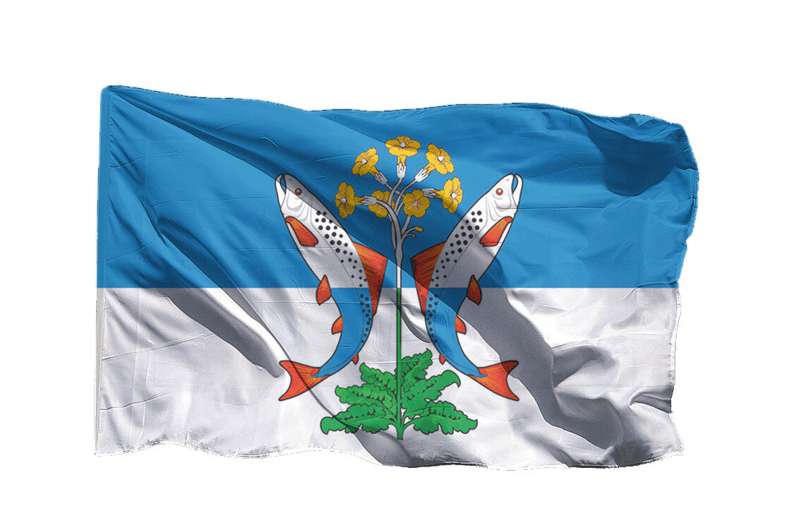 Флаг посёлка Шаля на флажной сетке, 70х105 см - для флагштока