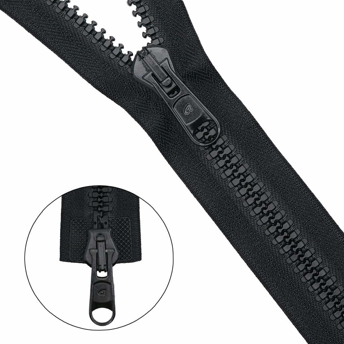 Молния трактор Тип 20 (8мм) 2 замка 75см Arta-F (077 черный)