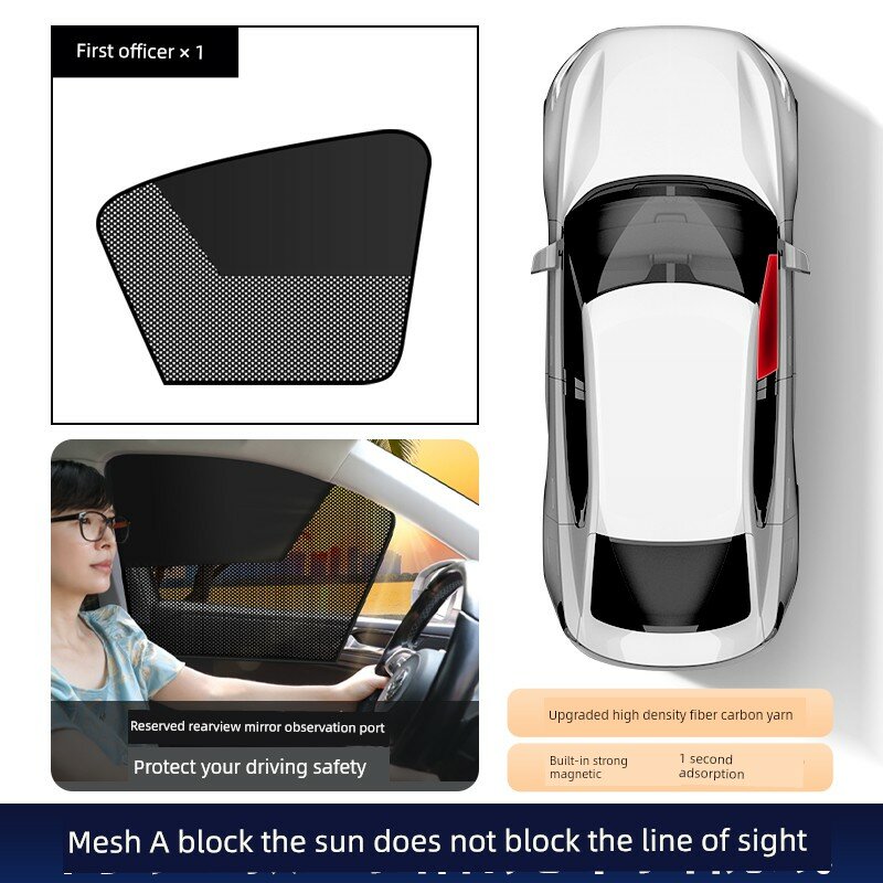 Магнитная высокоплотная углеродная сетка автомобильная солнцезащитная шторка для пассажирской стороны, универсальная