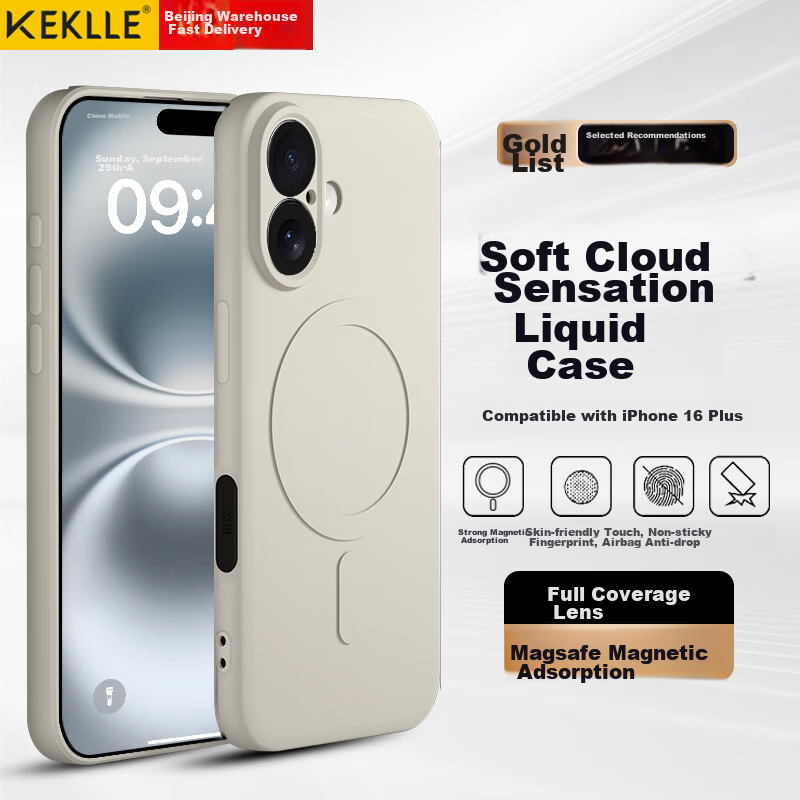 KEKLLE [Skin-Friendly Magnetic] IPhone 16 Plus Case, Apple 16 Plus Protective Cover, Skin-Friendly Liquid Silicone Magnetic Full-Coverage Soft Case, Ivory White