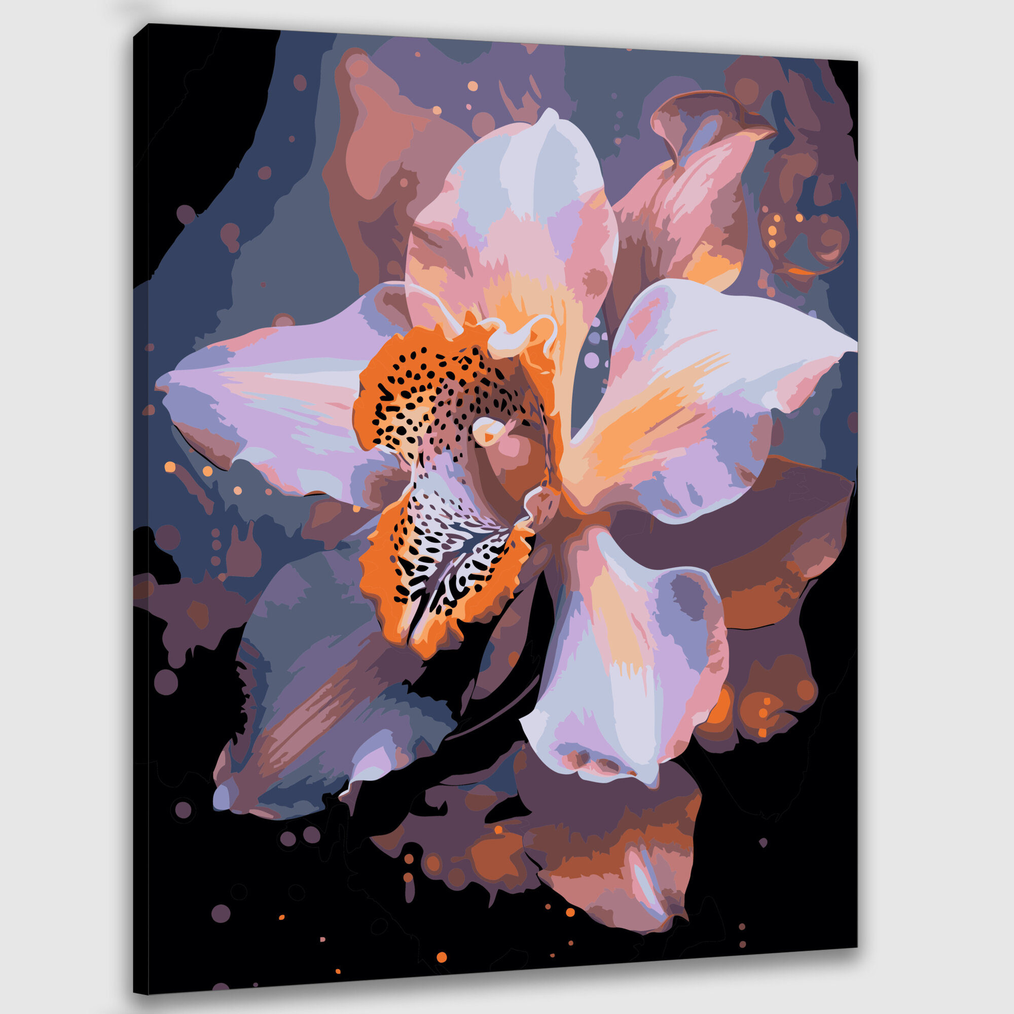 Картина по номерам 40x50 см, орхидея, цветочный портрет, цвета, узоры, реалистичные детали, абстракция