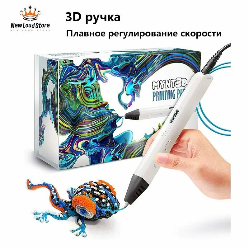 3д ручка с набором PLA пластика 9 м (2 цвета по 3 метров) MYNT3D