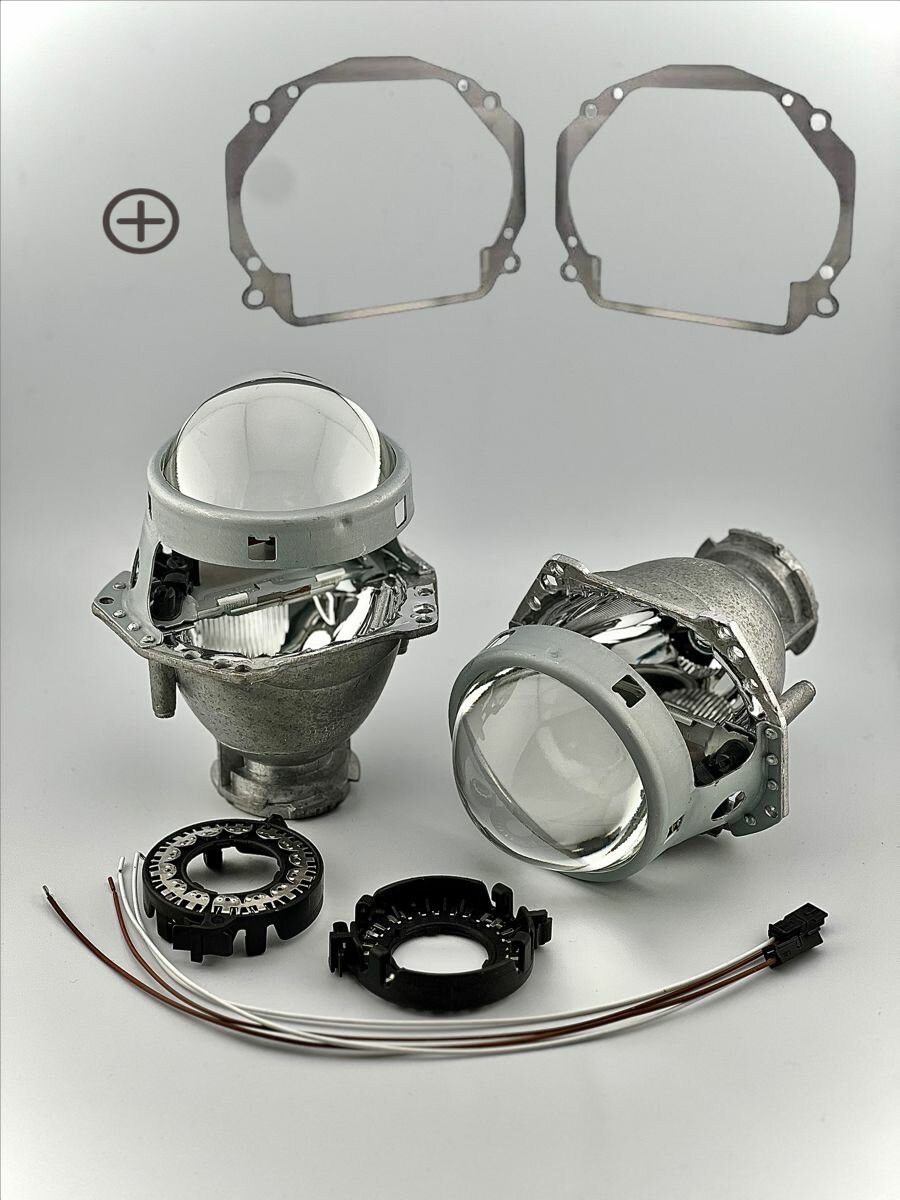 Би-Ксенон линзы тип HELLA 3R для KIA Sorento 2 2009-2012 (линзы+рамки) ближнего и дальнего света в автомобильные фары / Би ксеноновые модули комплект 2шт