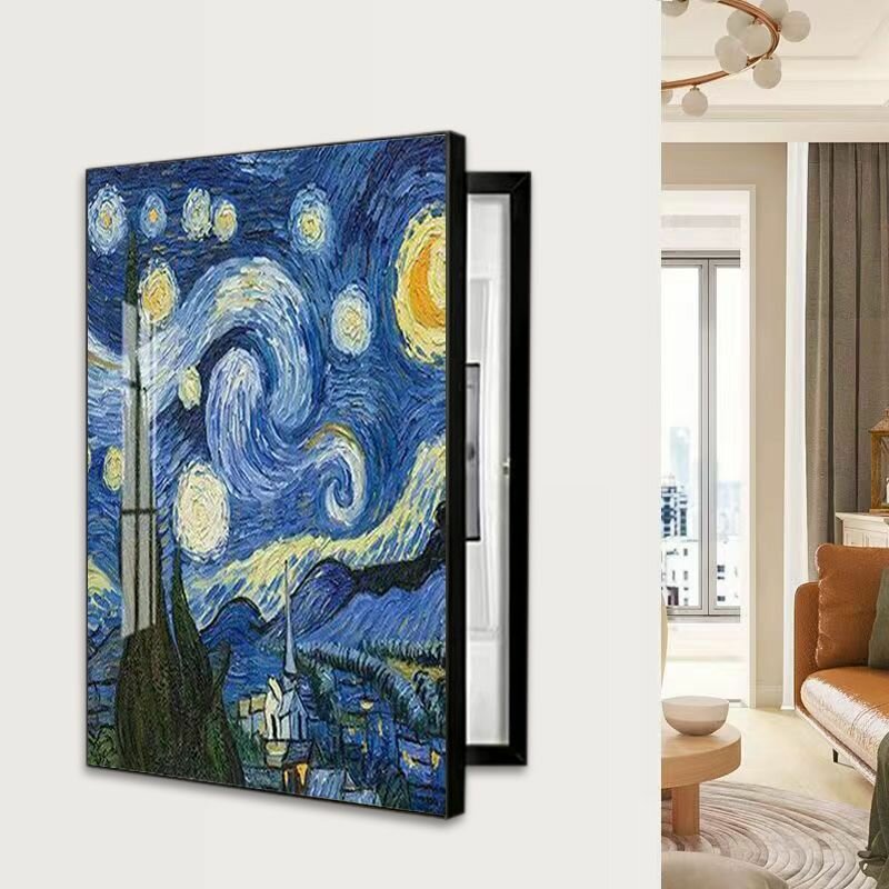 Картина-щиток для электросчётчика 40x50см "Ван Гог": маскировка коробки, без сверления, влагостойкая, выбор рамы