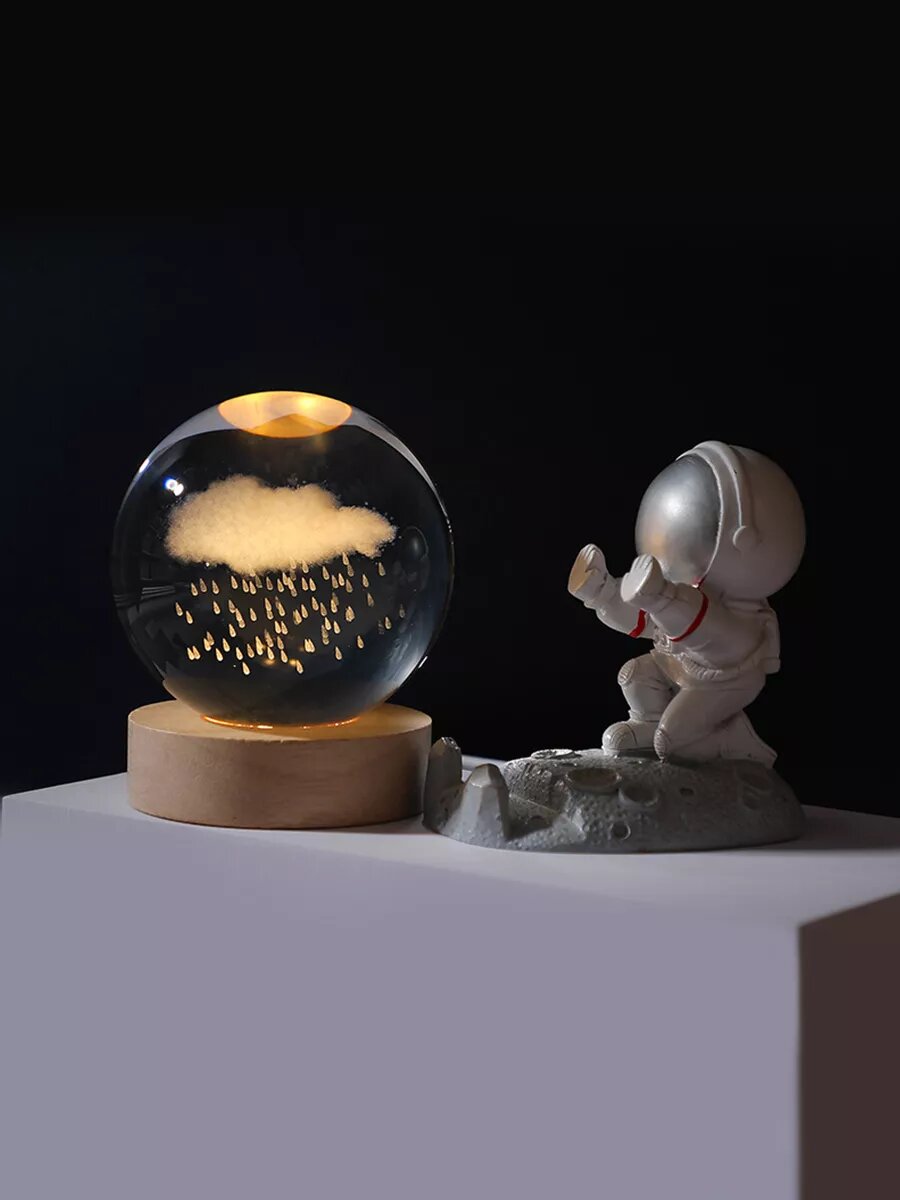 Прикроватный ночник-светильник хрустальный шар Rain Cloud с подсветкой 8 см