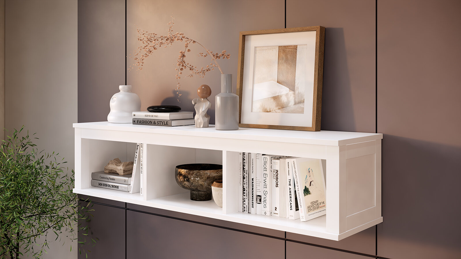 Полка настенная с 3 секциями Хемнэс Hemnes/ Кымор из массива сосны, белая