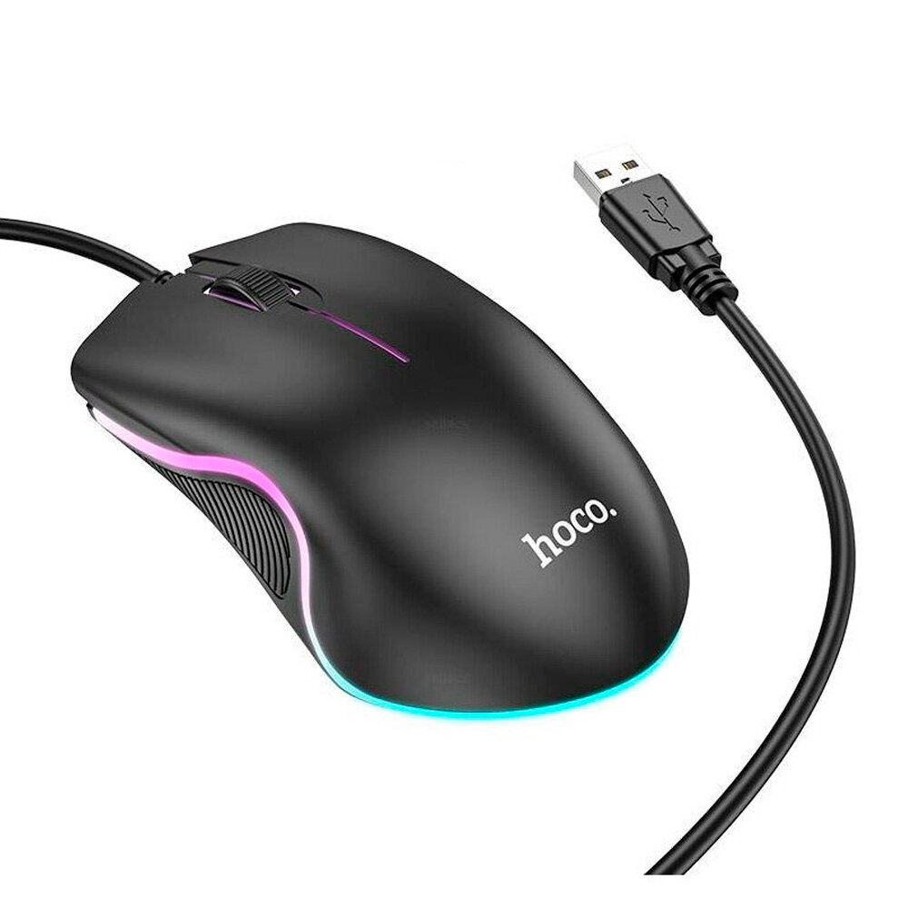 Hoco Игровая проводная мышь HOCO GM19 Enjoy gaming, RGB, черный