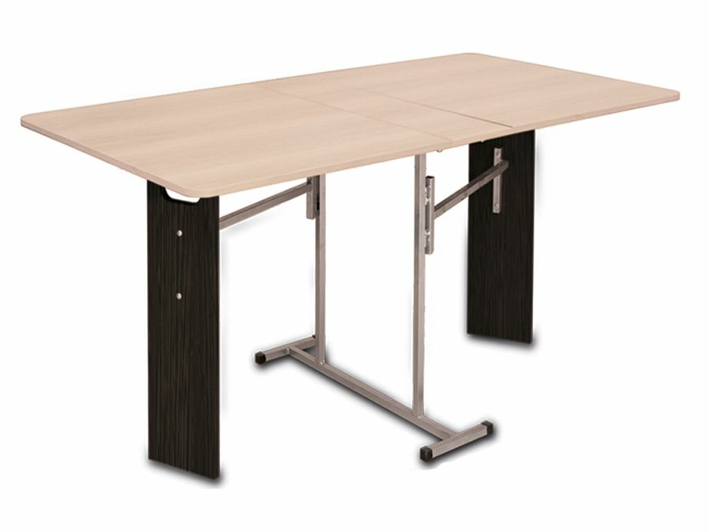 Стол-книга СТ-1М на металлкаркасе дуб сонома ширина 160 см высота 76 см ЛДСП и металл для кухни раскладной для столовой для дачи