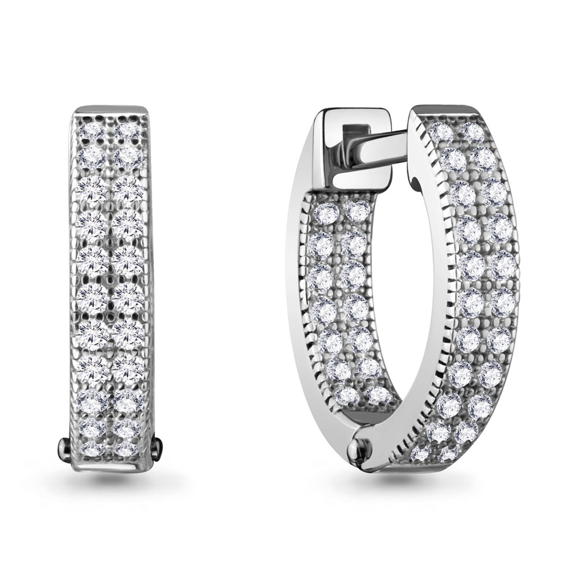 Серьги конго, серебро, 925 проба, родирование, фианит