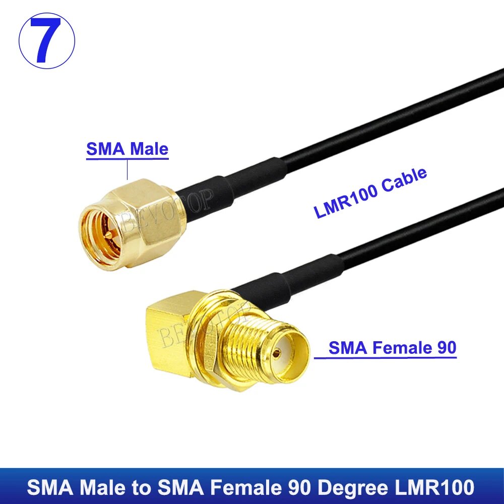 BEVOTOP LMR100 кабель SMA-SMA 50 Ом 5см-20м 5M, SMA M to SMA F90